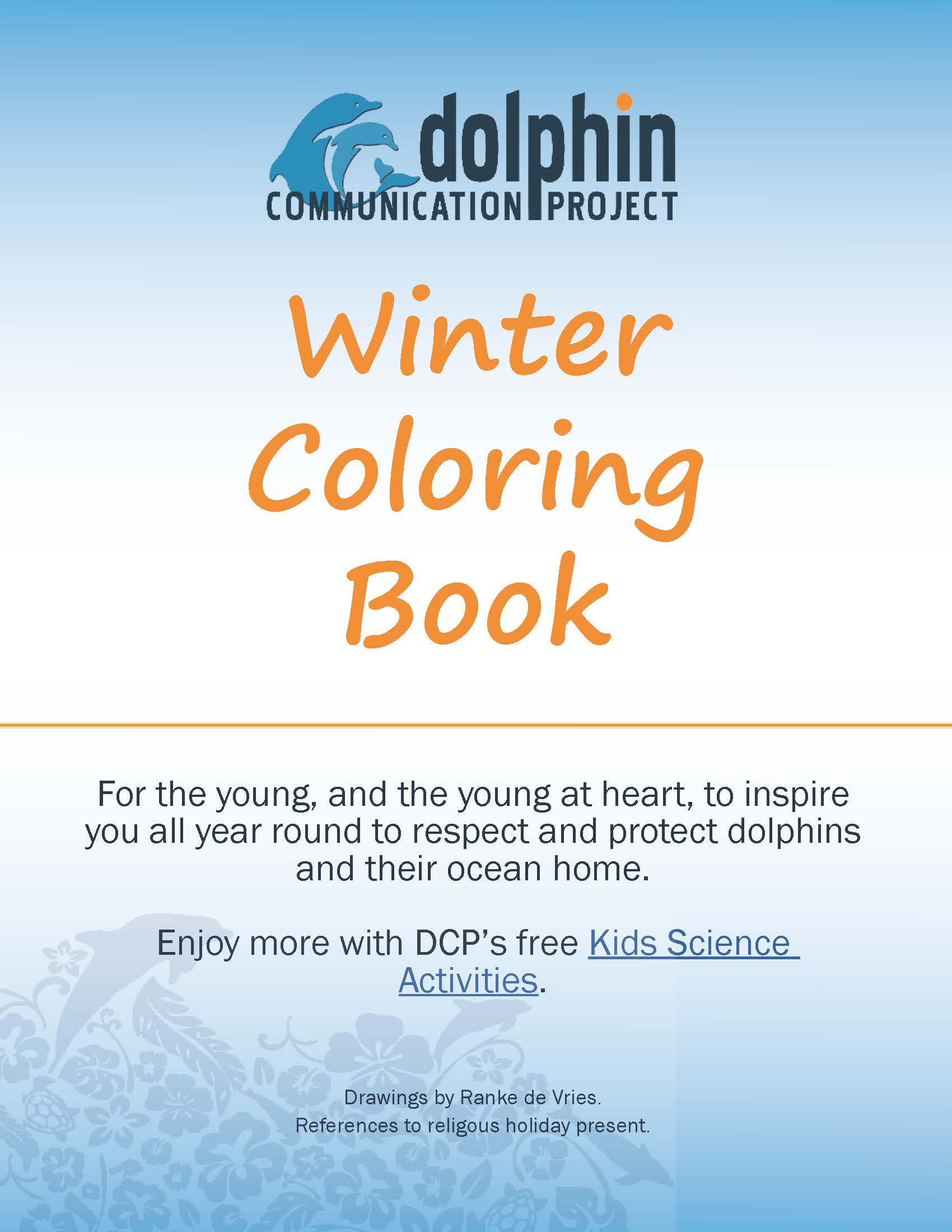 Winter Themed Dolphin Coloring Book – Dolphin Communication Project